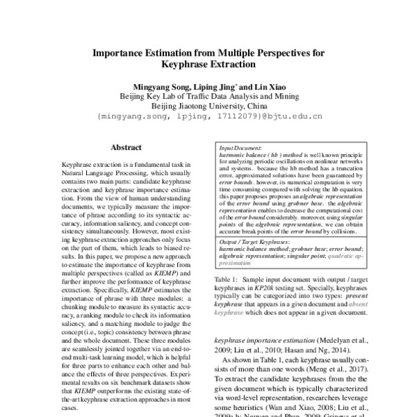 Importance Estimation from Multiple Perspectives for Keyphrase Extraction - ACL Anthology