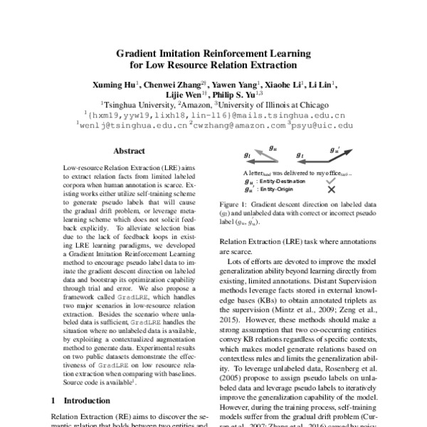 Gradient Imitation Reinforcement Learning for Low Resource Relation Extraction - ACL Anthology