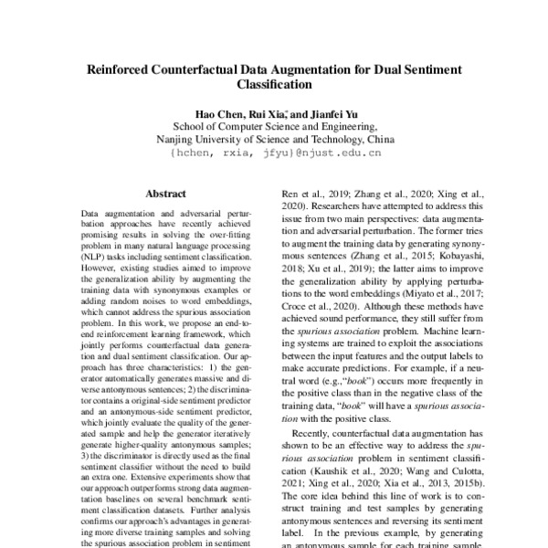 Reinforced Counterfactual Data Augmentation for Dual Sentiment Classification - ACL Anthology
