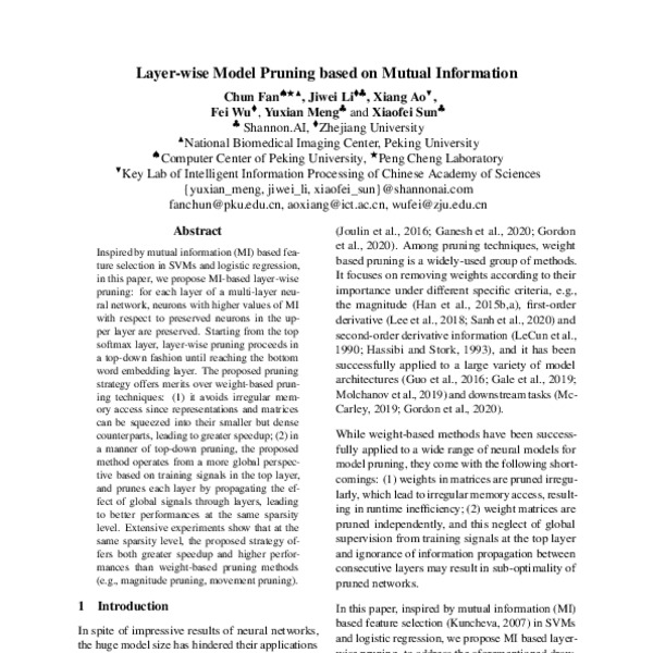 Layer-wise Model Pruning based on Mutual Information - ACL Anthology