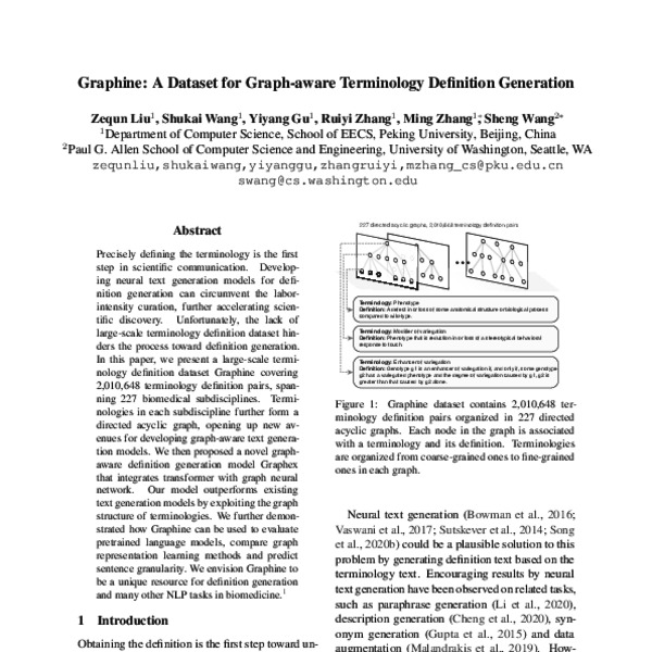 Graphine: A Dataset for Graph-aware Terminology Definition Generation - ACL Anthology