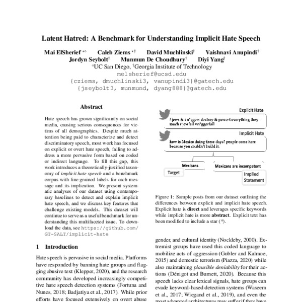 Latent Hatred: A Benchmark for Understanding Implicit Hate Speech - ACL Anthology