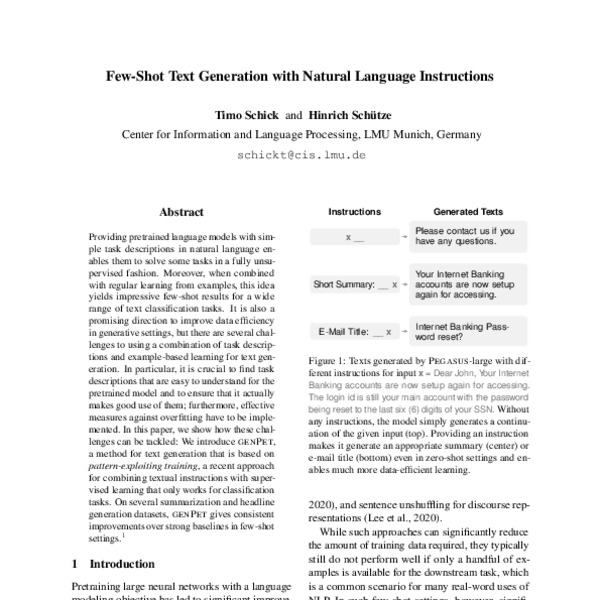 Few-Shot Text Generation with Natural Language Instructions - ACL Anthology