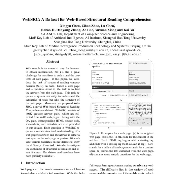 WebSRC: A Dataset for Web-Based Structural Reading Comprehension - ACL Anthology