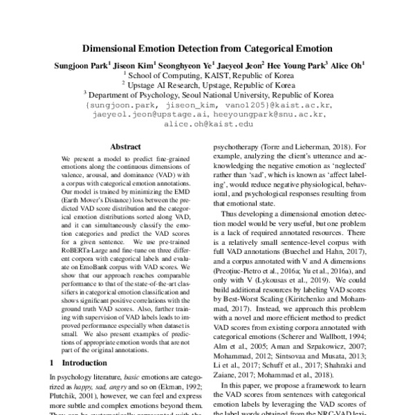 Dimensional Emotion Detection from Categorical Emotion - ACL Anthology