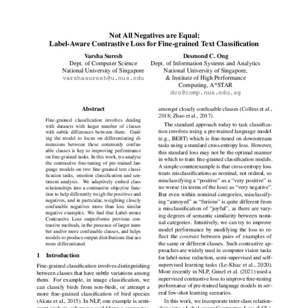 Not All Negatives are Equal: Label-Aware Contrastive Loss for Fine-grained Text Classification ...