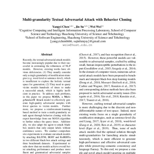 Multi Granularity Textual Adversarial Attack With Behavior Cloning