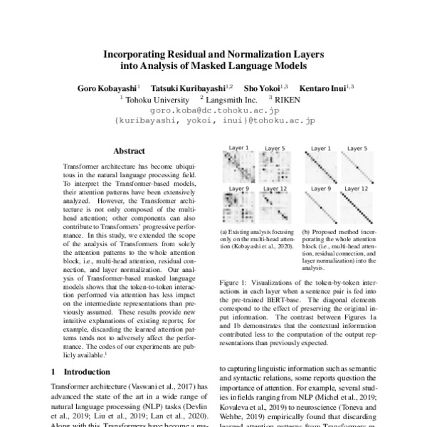 Incorporating Residual and Normalization Layers into Analysis of Masked Language Models - ACL ...