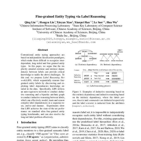 Fine Grained Entity Typing Via Label Reasoning Acl Anthology