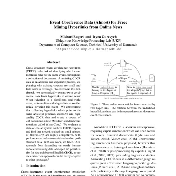 Event Coreference Data (Almost) for Free: Mining Hyperlinks from Online News - ACL Anthology