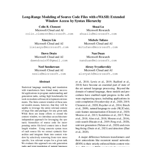 Long-Range Modeling of Source Code Files with eWASH: Extended Window ...