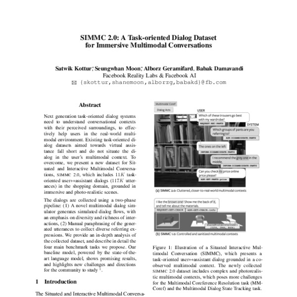 SIMMC 2.0: A Task-oriented Dialog Dataset for Immersive Multimodal Conversations - ACL Anthology