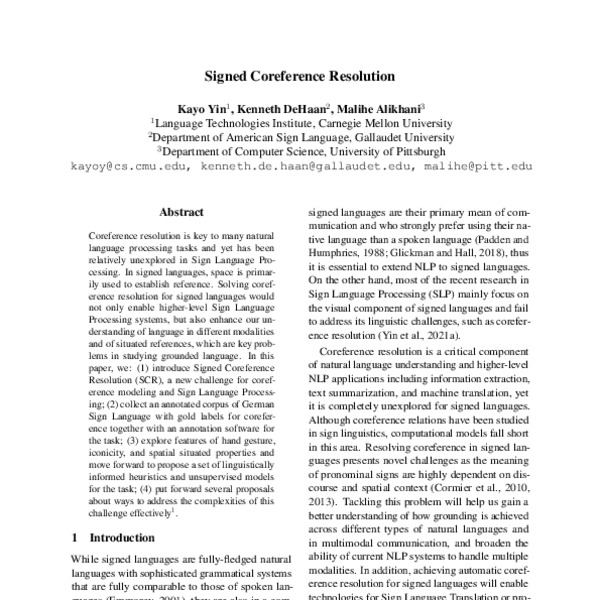 Signed Coreference Resolution - ACL Anthology