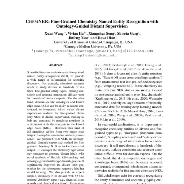 ChemNER: Fine-Grained Chemistry Named Entity Recognition with Ontology-Guided Distant ...