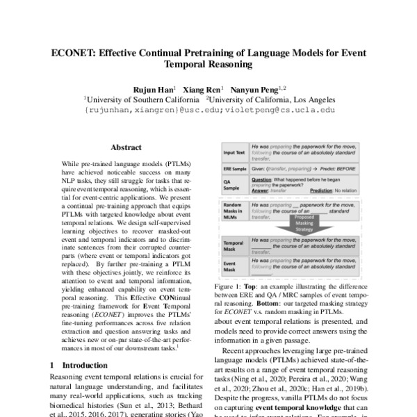 ECONET: Effective Continual Pretraining of Language Models for Event Temporal Reasoning - ACL ...
