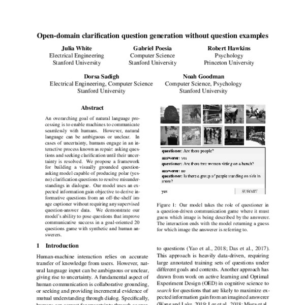 Open-domain clarification question generation without question examples - ACL Anthology