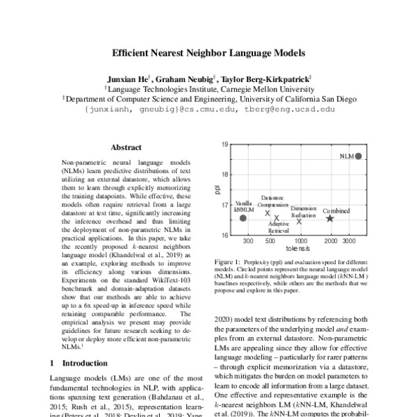Efficient Nearest Neighbor Language Models - ACL Anthology
