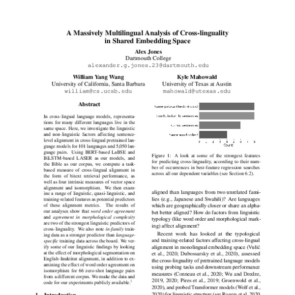 A Massively Multilingual Analysis of Cross-linguality in Shared Embedding Space - ACL Anthology