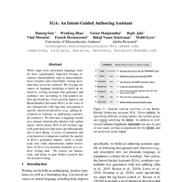 IGA: An Intent-Guided Authoring Assistant - ACL Anthology