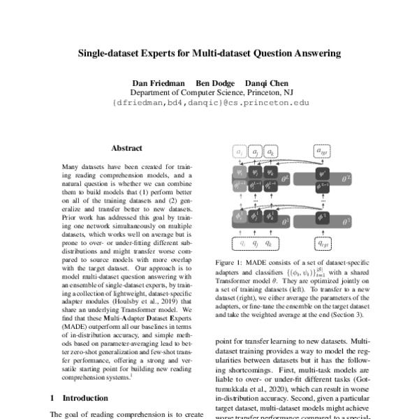 Single-dataset Experts for Multi-dataset Question Answering - ACL Anthology
