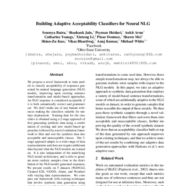 Building Adaptive Acceptability Classifiers for Neural NLG - ACL Anthology