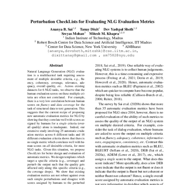 Perturbation CheckLists for Evaluating NLG Evaluation Metrics - ACL Anthology