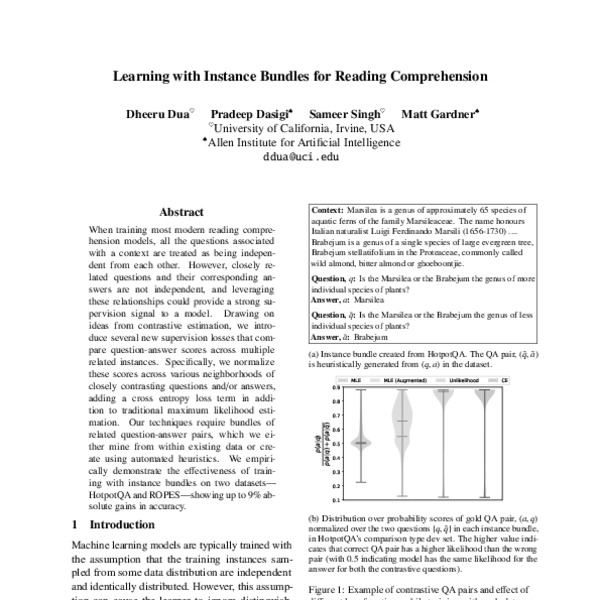Learning with Instance Bundles for Reading Comprehension - ACL Anthology