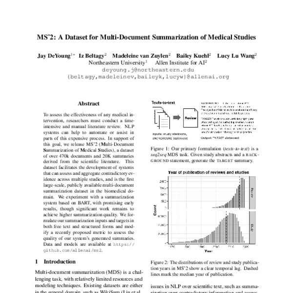 MSˆ2: Multi-Document Summarization of Medical Studies - ACL Anthology