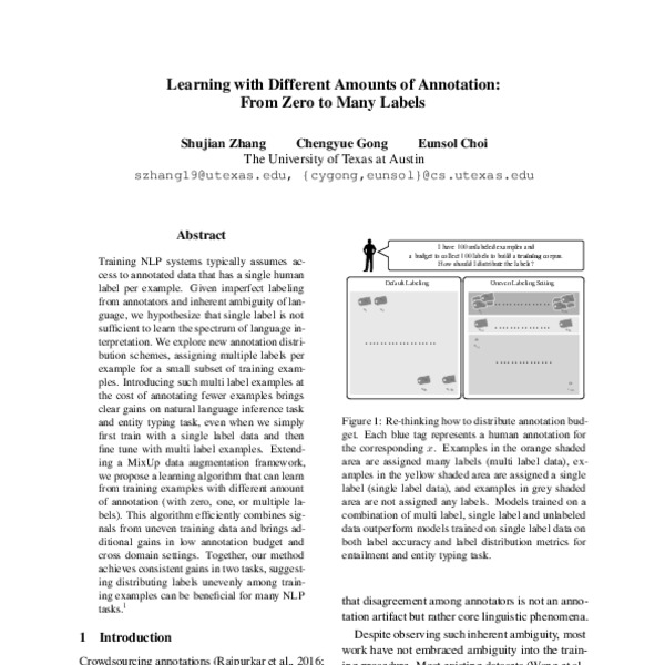 Learning with Different Amounts of Annotation: From Zero to Many Labels - ACL Anthology