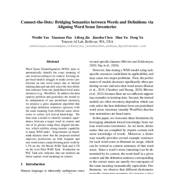 Connect-the-Dots: Bridging Semantics between Words and Definitions via ...
