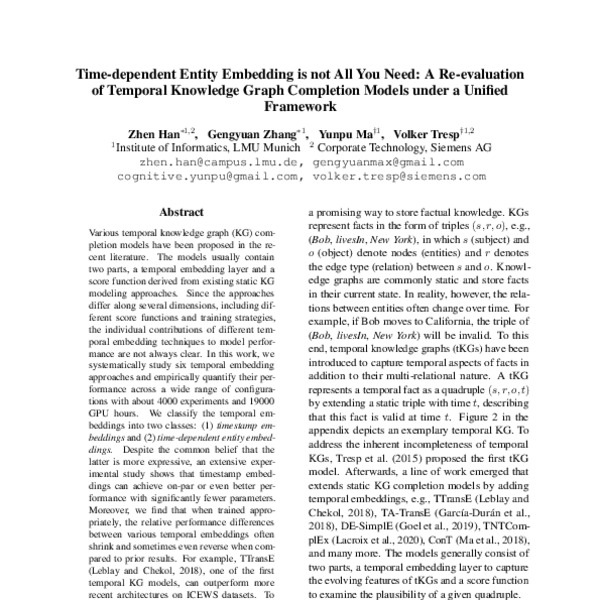 Time-dependent Entity Embedding is not All You Need: A Re-evaluation of Temporal Knowledge Graph ...