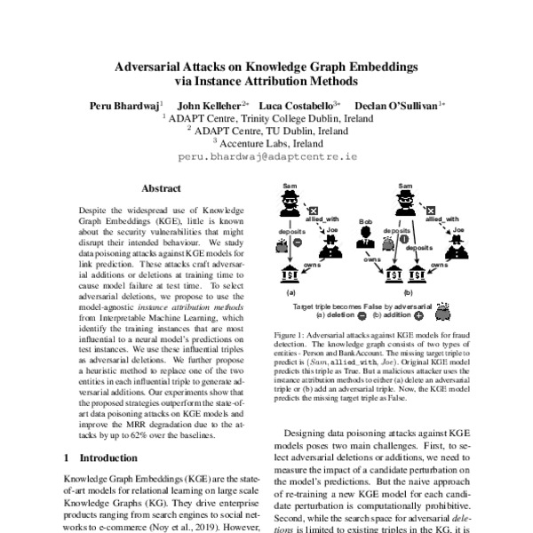 Adversarial Attacks on Knowledge Graph Embeddings via Instance Attribution Methods - ACL Anthology