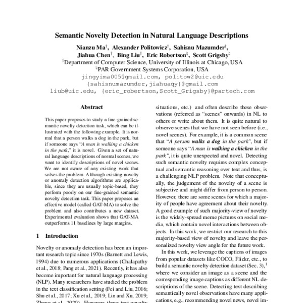 Semantic Novelty Detection in Natural Language Descriptions - ACL Anthology