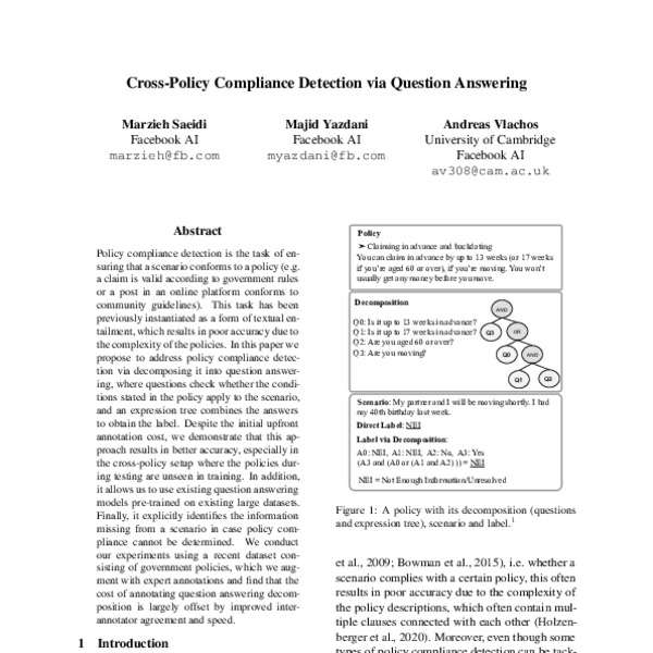 Cross-Policy Compliance Detection via Question Answering - ACL Anthology
