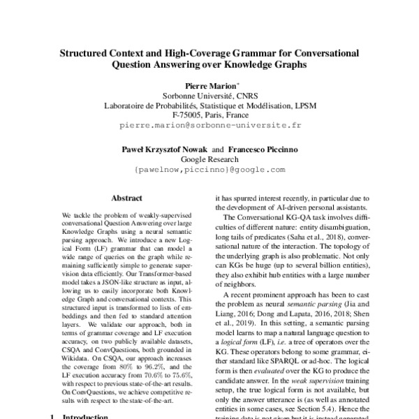 Structured Context and High-Coverage Grammar for Conversational Question Answering over ...