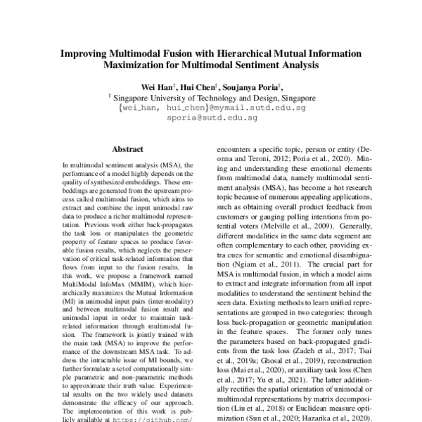 Improving Multimodal Fusion With Hierarchical Mutual Information Maximization For Multimodal