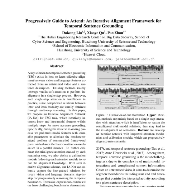 Progressively Guide to Attend: An Iterative Alignment Framework for Temporal Sentence Grounding ...