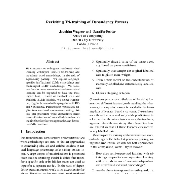 Revisiting Tri-training of Dependency Parsers - ACL Anthology