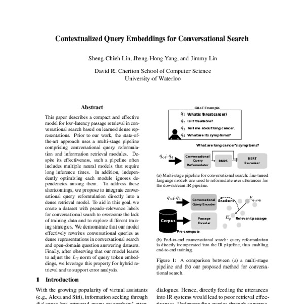 Contextualized Query Embeddings for Conversational Search - ACL Anthology