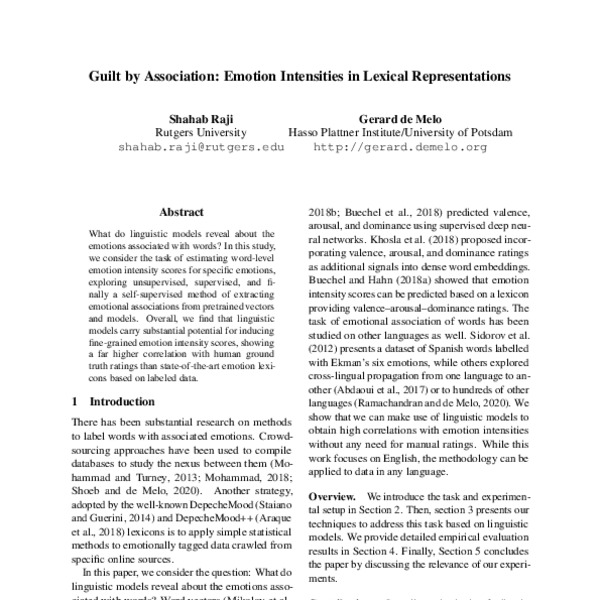 Guilt by Association: Emotion Intensities in Lexical Representations ...