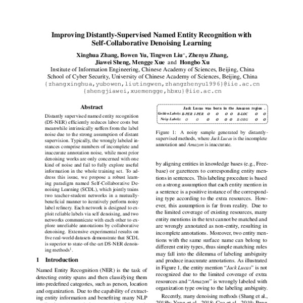 Improving Distantly-Supervised Named Entity Recognition with Self-Collaborative Denoising ...