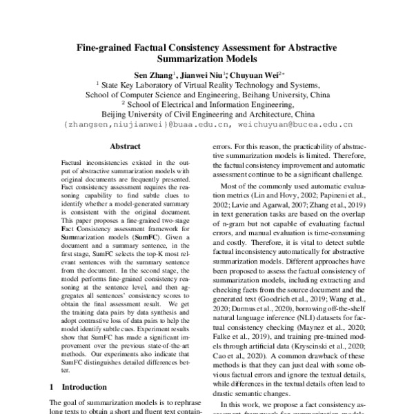 Fine-grained Factual Consistency Assessment for Abstractive Summarization Models - ACL Anthology