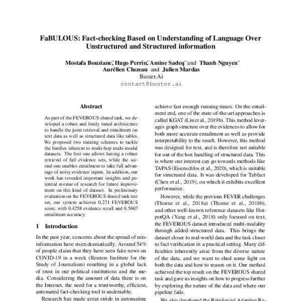 FaBULOUS: Fact-checking Based on Understanding of Language Over ...