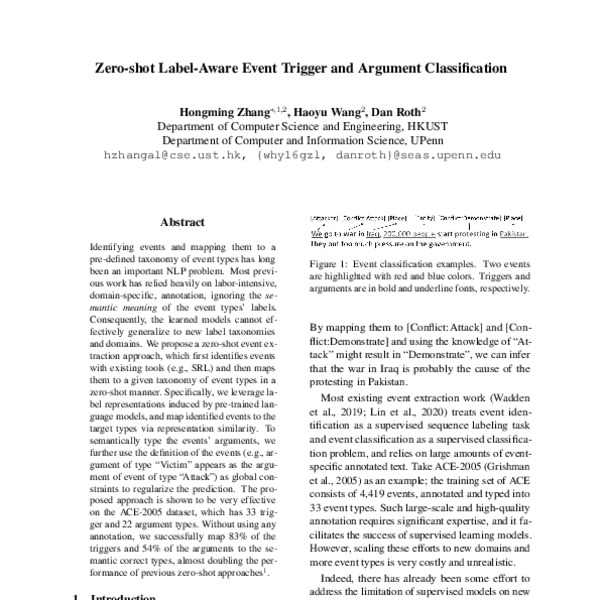 Zero-shot Label-Aware Event Trigger and Argument Classification - ACL Anthology