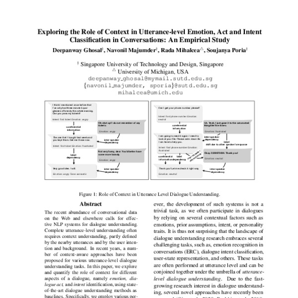 Exploring the Role of Context in Utterance-level Emotion, Act and ...