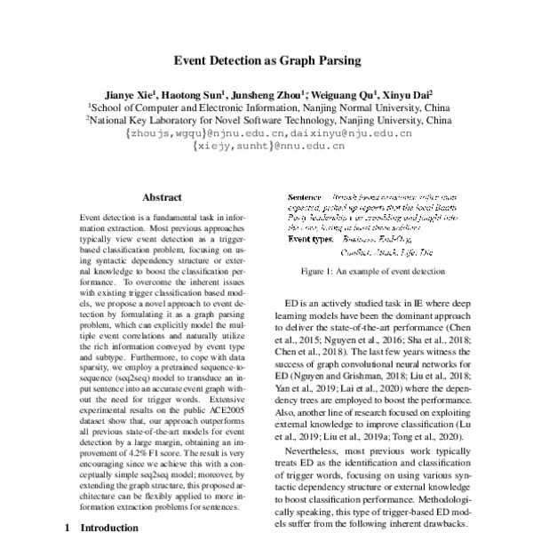 Event Detection As Graph Parsing Acl Anthology