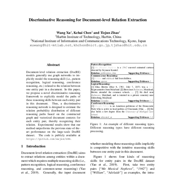 Discriminative Reasoning for Document-level Relation Extraction - ACL Anthology