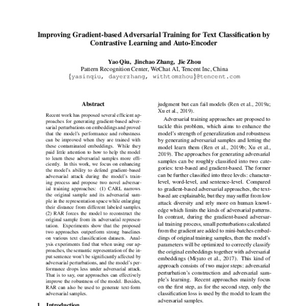 Improving Gradient Based Adversarial Training For Text Classification By Contrastive Learning