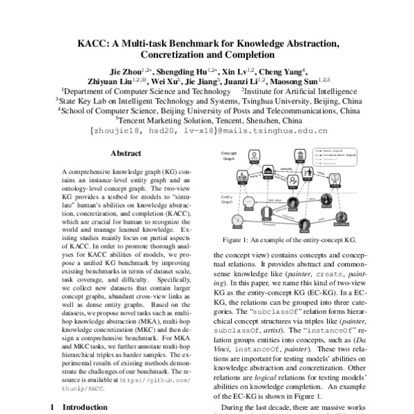 Kacc A Multi Task Benchmark For Knowledge Abstraction Concretization And Completion Acl