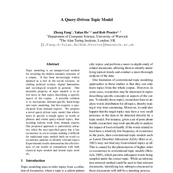 A Query-Driven Topic Model - ACL Anthology